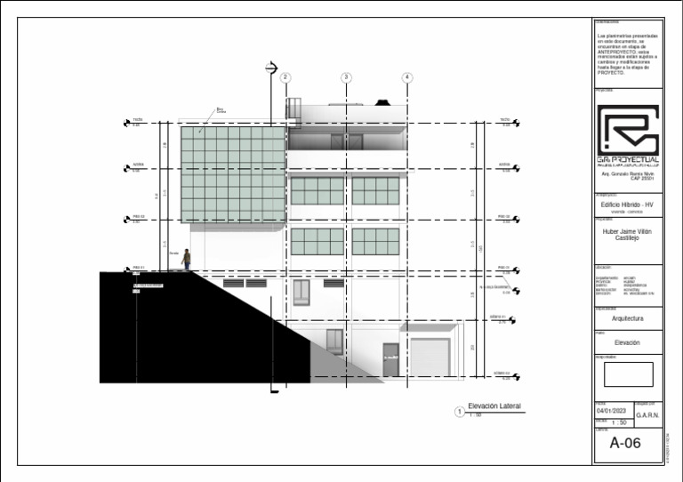 Anteproyecto - Edificio Híbrido HV - Plano - A-06 - Elevación | PDF