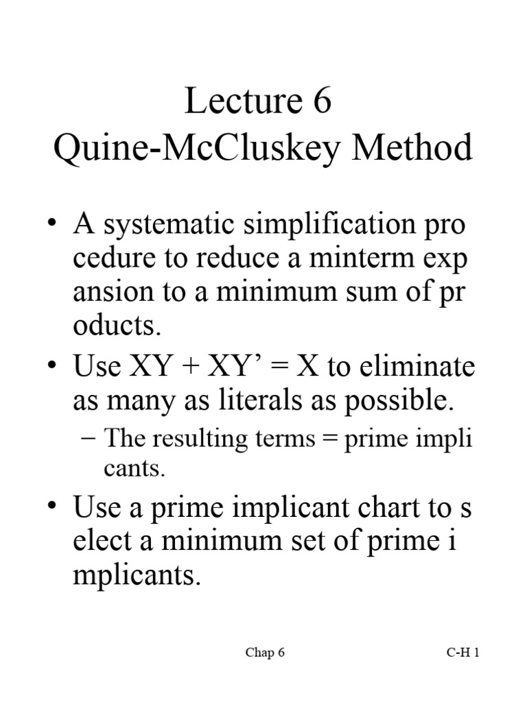 Lecture 6 Quine-Mccluskey Method | PDF | Computer Programming | Boolean ...