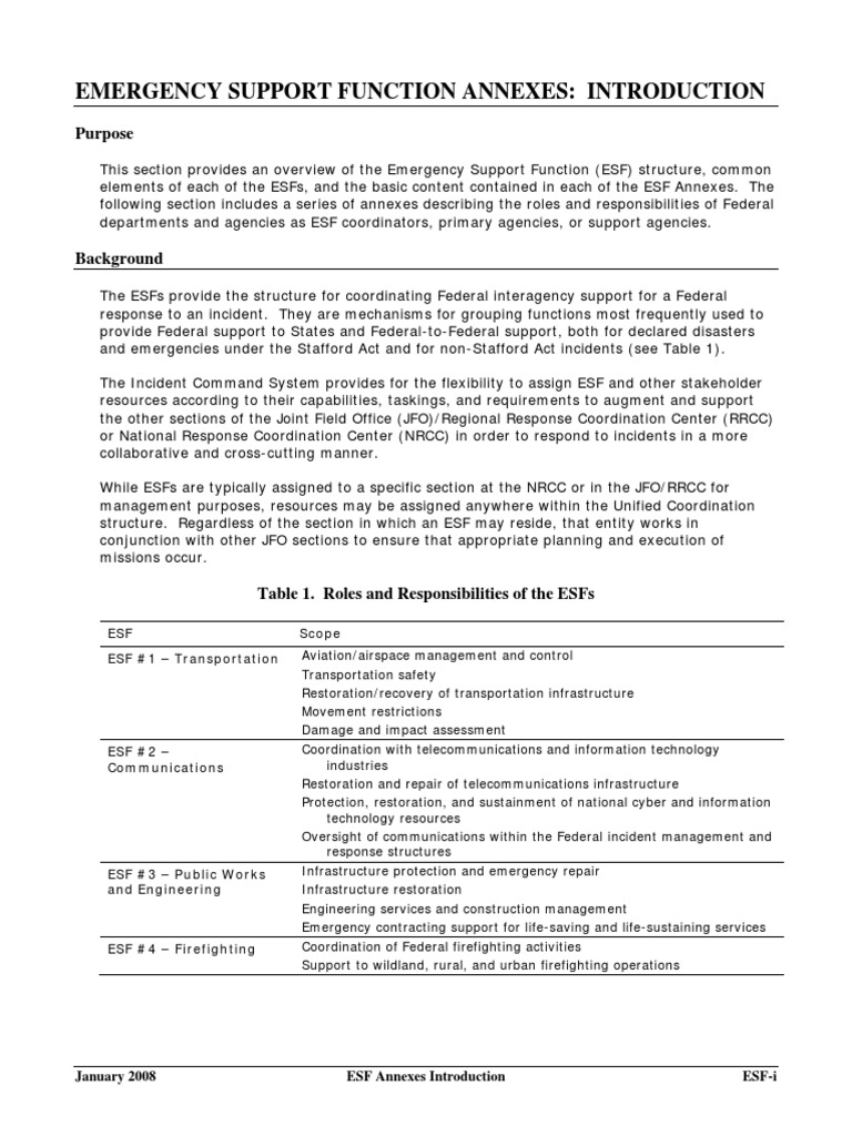 Emergency Support Function Annexes | Download Free PDF | Emergency ...