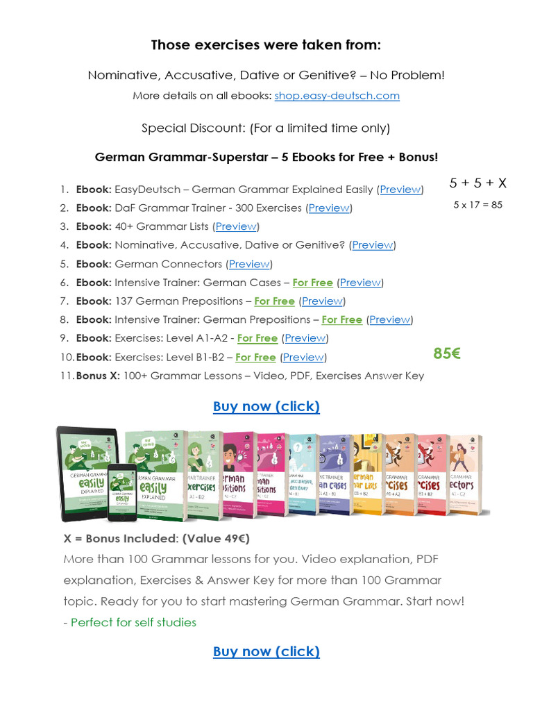 Preview 4 Nominative Accusative Dative or Genitive No Problem | PDF ...