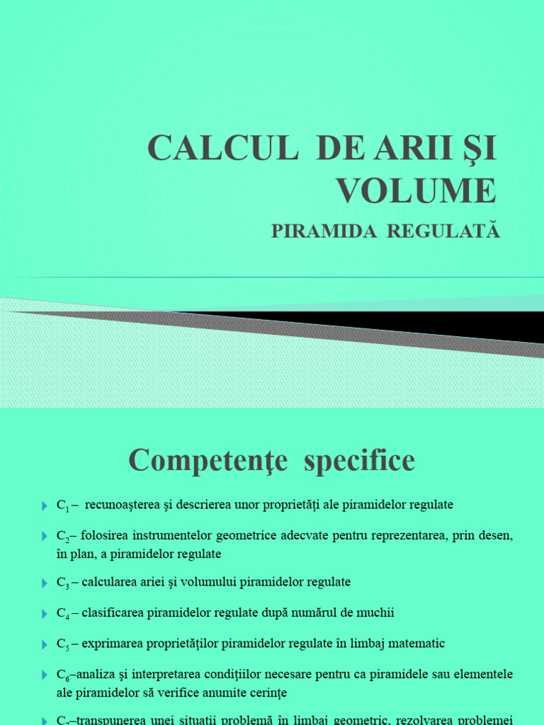 Calcule de Arii Si Volume Piramida Reg | PDF