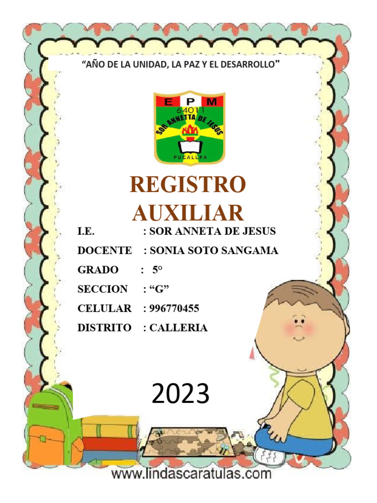Caratula De Registro Auxiliar Pdf
