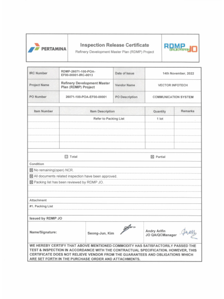 IRC & Certificate | PDF