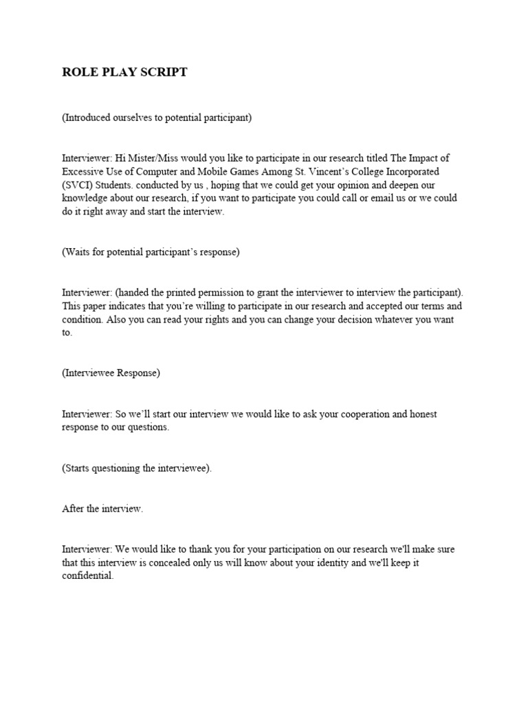 Role Play Script | PDF
