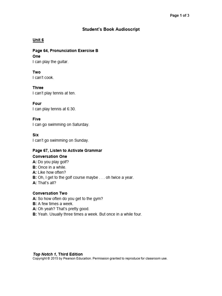 UNIT 06 Audioscript | PDF