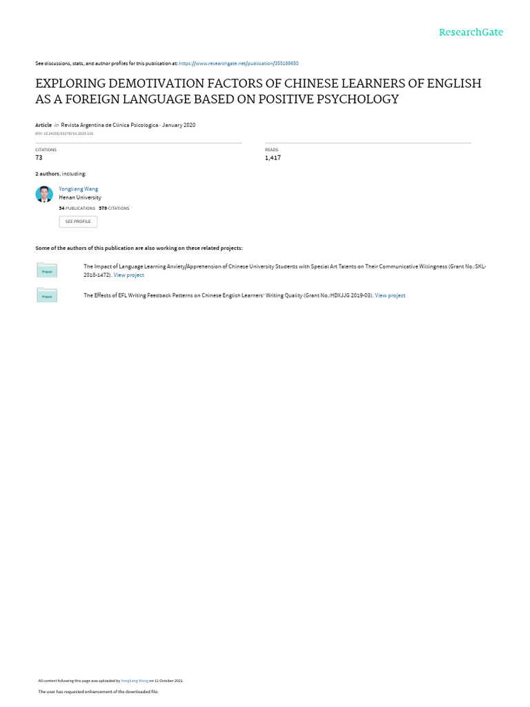 Exploring Demotivation Factors of Chinese Learners of English As A ...