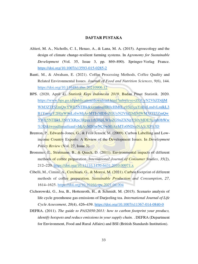 18.I1.0187 Bernadine Auberta Adiningtyas DAPUS - A | PDF | Coffee | Carbon Footprint