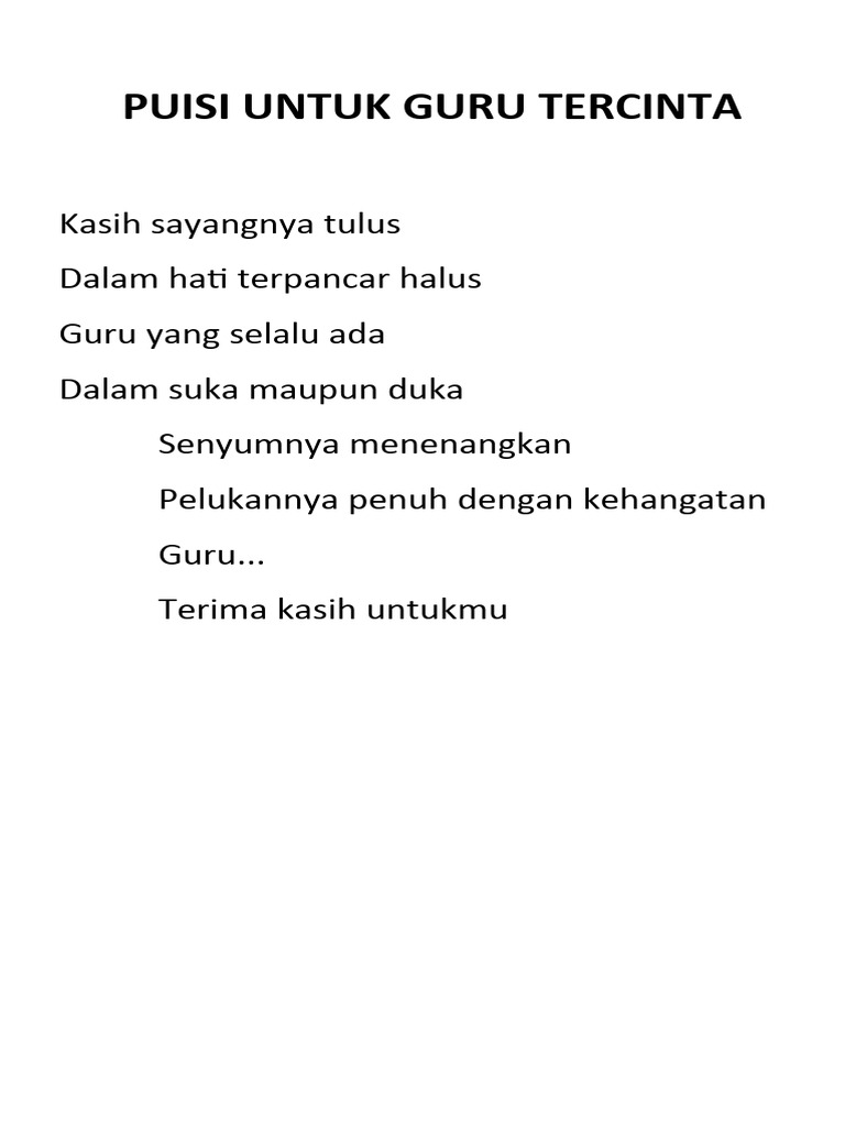 Puisi Untuk Guru Tercinta Pdf