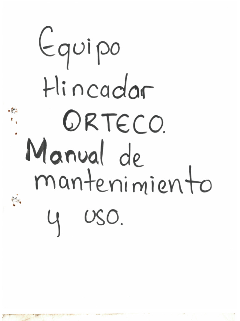 Manual de uso y mantenimiento ORTECO | PDF