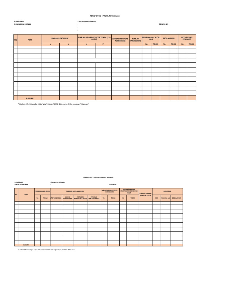 FORM LAPORAN KESJAOR PKM Baru 2021 | PDF