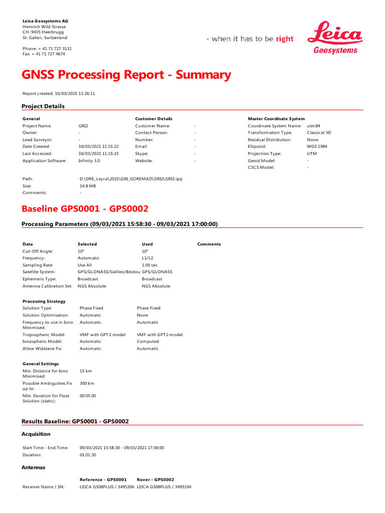 GRI2 Leica - 2 | PDF | Global Positioning System | Geophysics