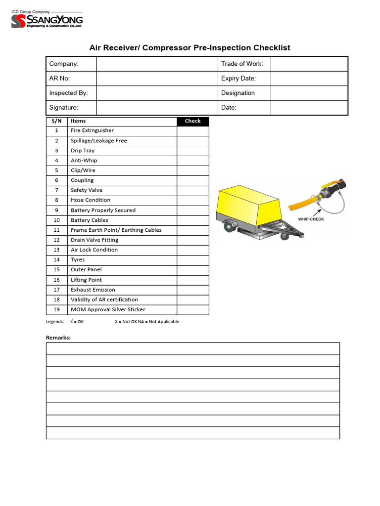 Air Compressor Checklist | PDF Air Compressor Checklist | PDF