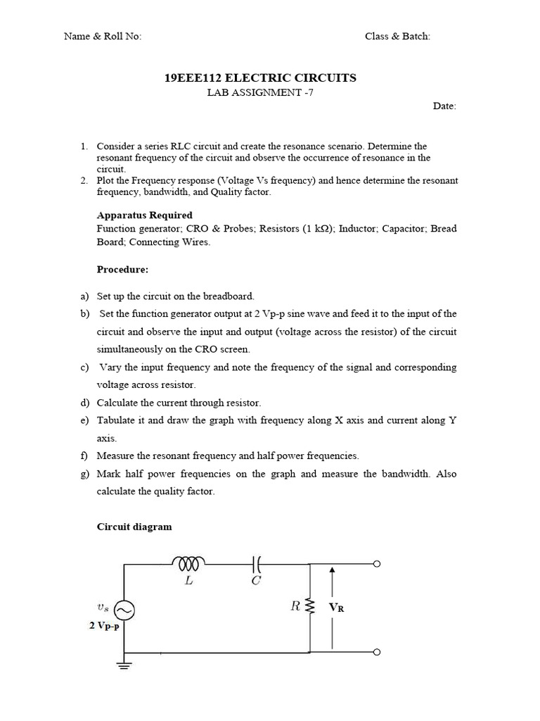 Lab Assignment 7 | PDF | Resonance | Electrical Network