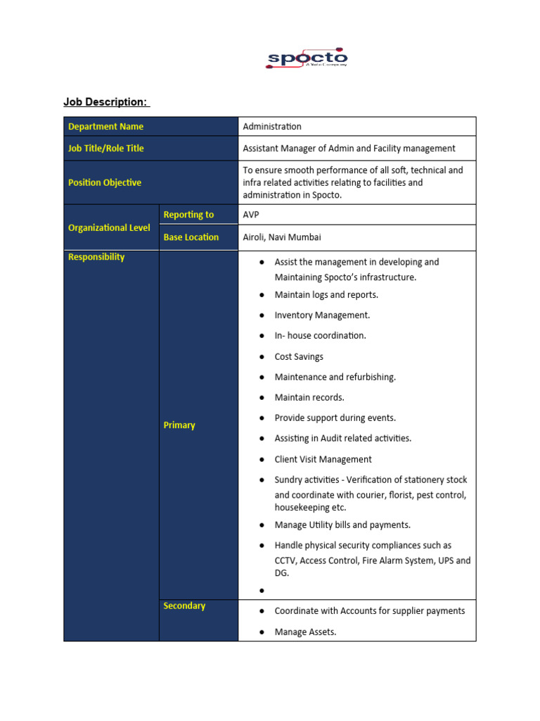 JD - Admin - Asst - Manager | Download Free PDF | Economies | Business