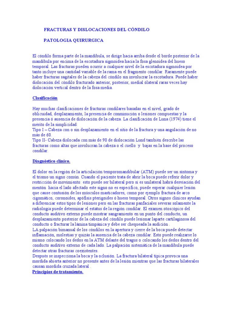 Fracturas y Dislocaciones Del Cóndilo | PDF | Medicina CLINICA ...