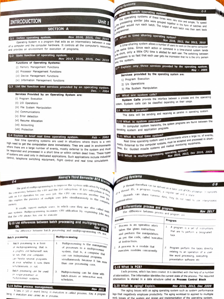 OS Q&Ans UNIT 1 | PDF | Operating System | Scheduling (Computing)