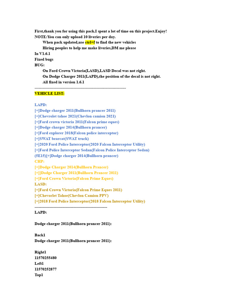 Descriptioncodes and Picturmbvd | PDF | California Highway Patrol | Dodge