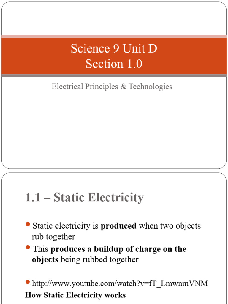 Science 9 Unit D Section 1 Electricity PPT Cherkas 2013 | PDF ...