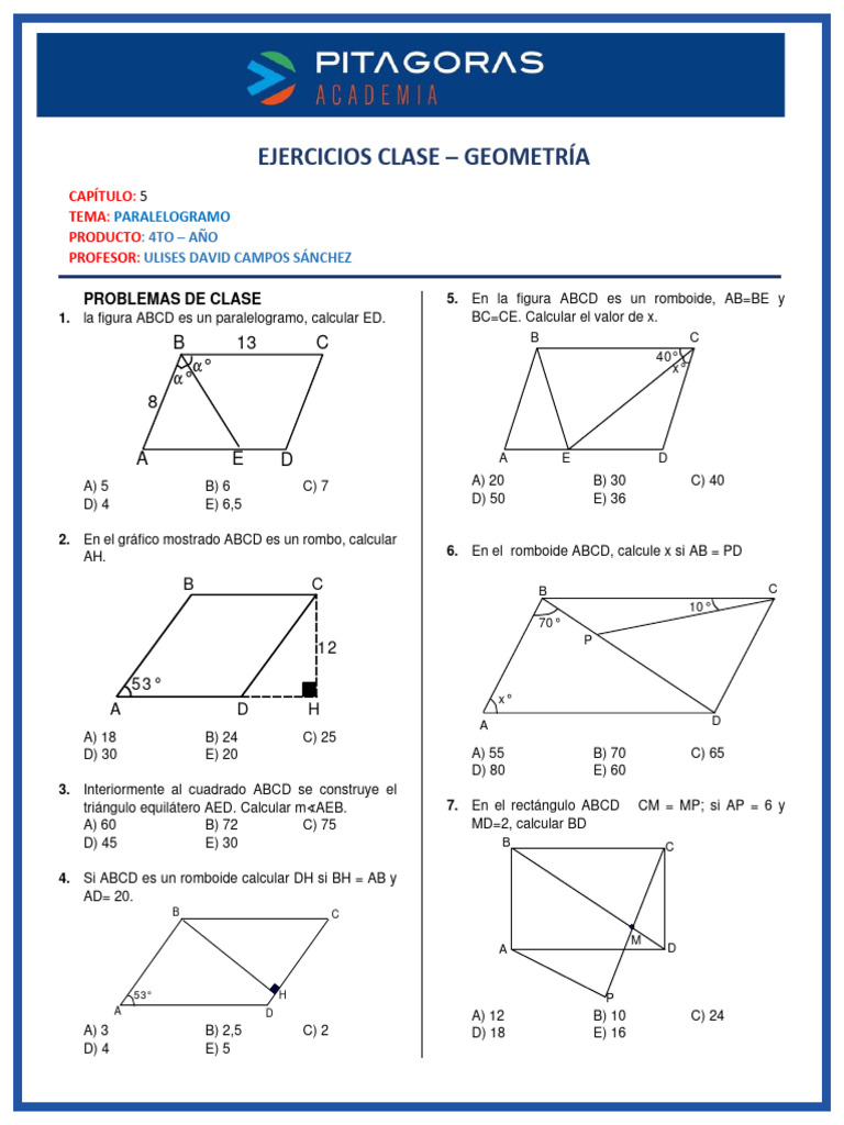 Cuadrilateros Prac 5 | PDF | Geometría Elemental | Matemática Elemental