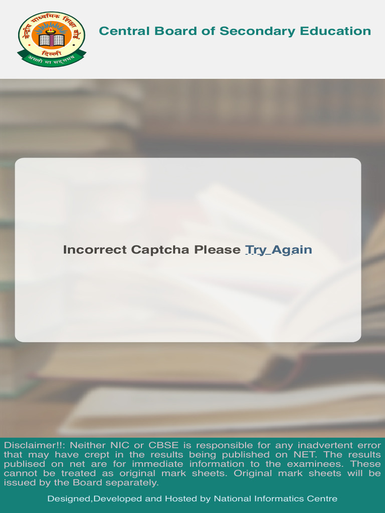 CBSE Exam Results Disclaimer | PDF