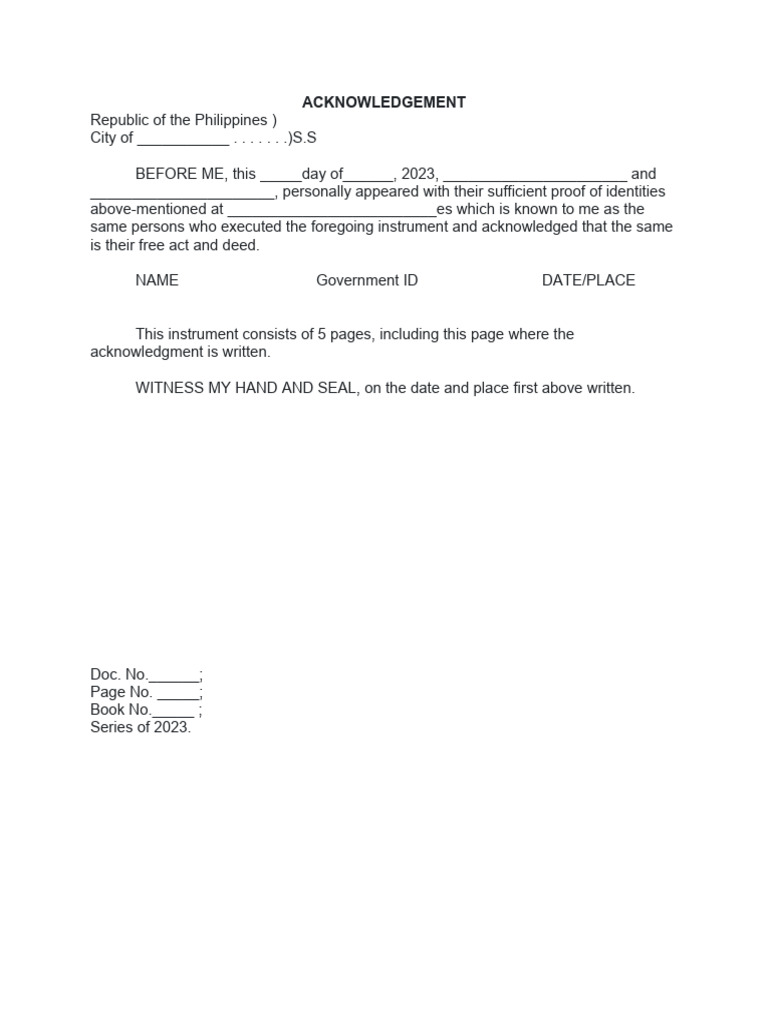 Acknowledgement Notary Purpose | PDF