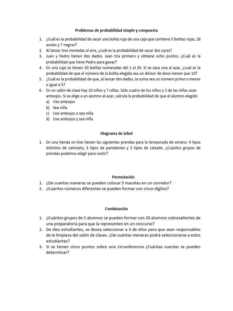 Problemas de Probabilidad Simple y Compuesta | PDF