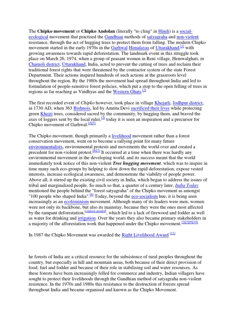 The Chipko Movement or Chipko Andolan | PDF | Social Movements ...