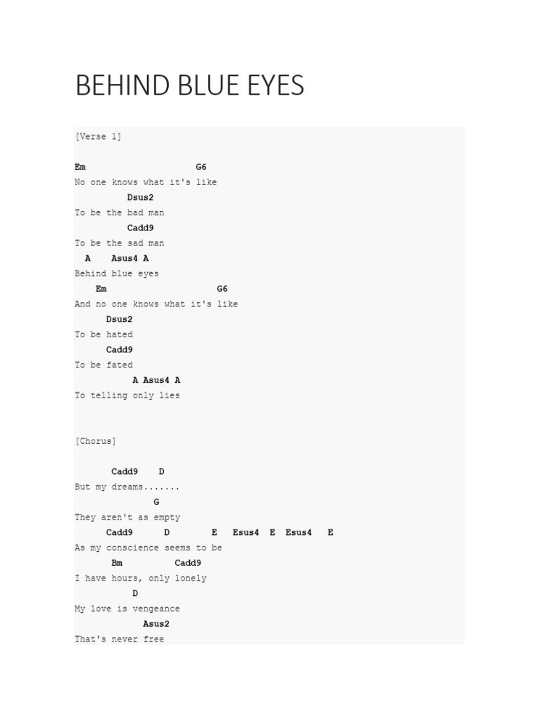 Behind Blue Eyes | PDF