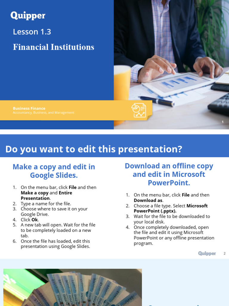 Financial Institutions: Lesson 1.3 | PDF | Banks | Insurance