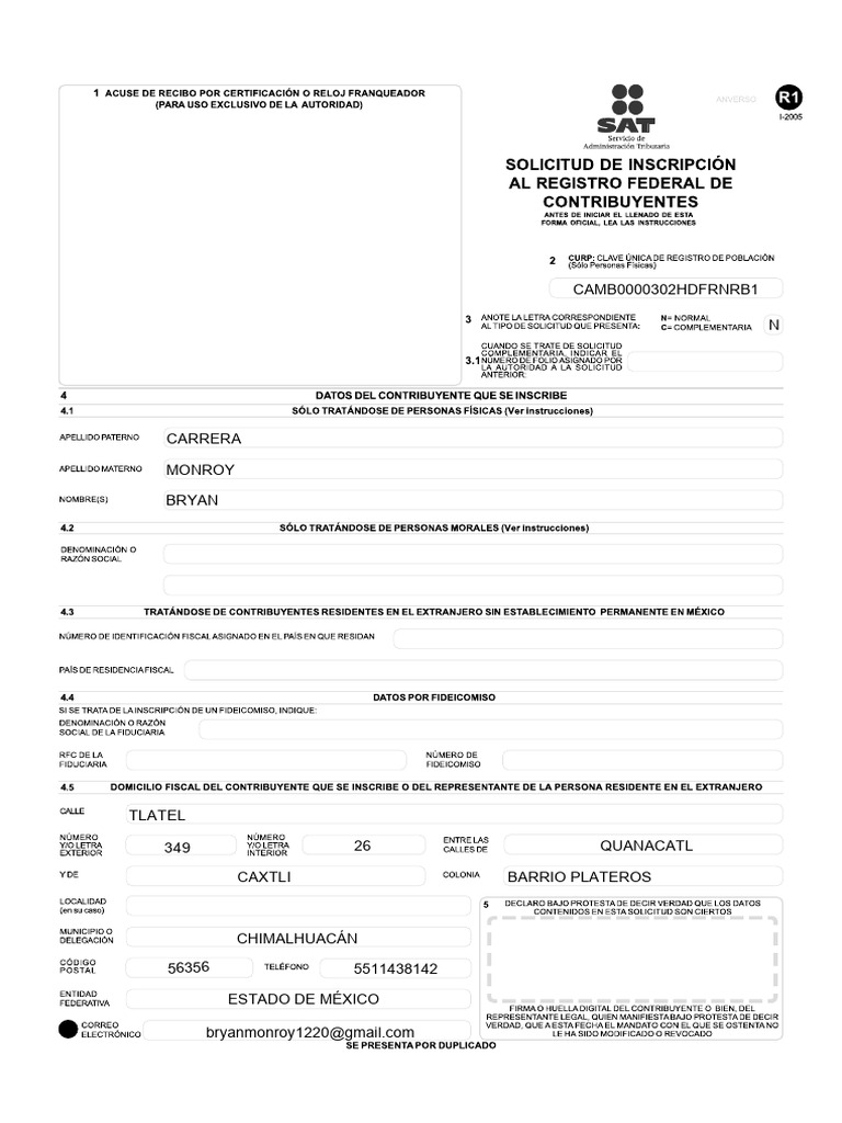 Formato r1 Carrera | PDF