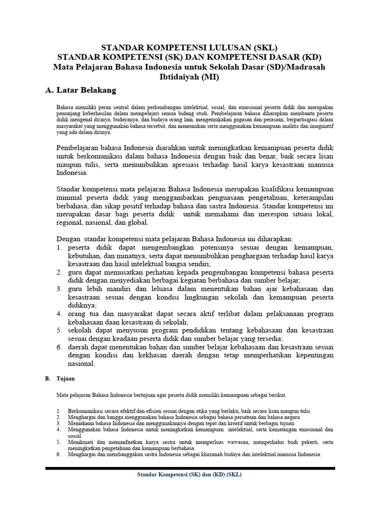 Standar Kompetensi Lulusan SKL Standar K | PDF