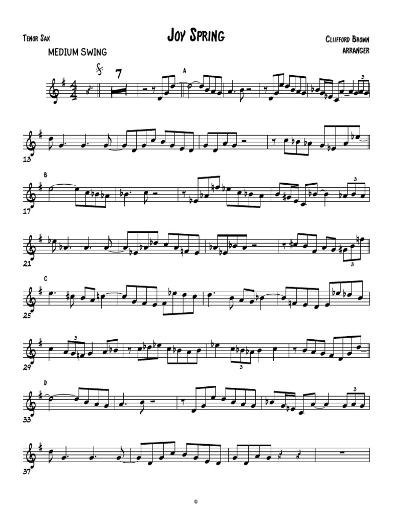 Joy Spring - Tenor Sax | PDF