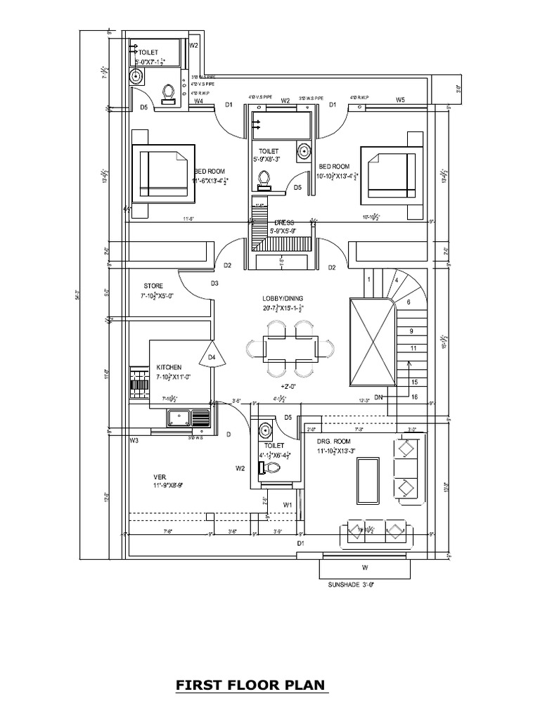 30 X 60 First Floor Plan | PDF