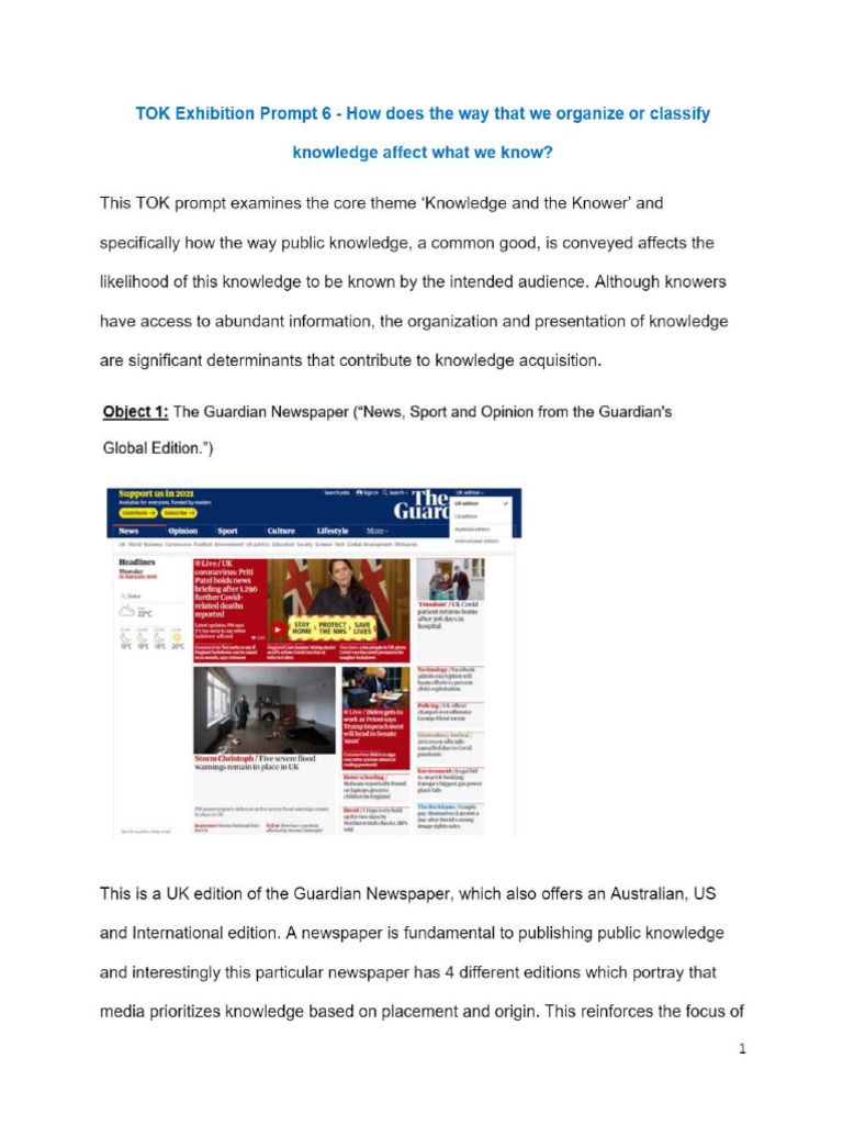 TOK 12 Exhibition 9 Out of 10 | PDF