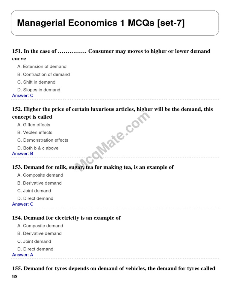 Managerial Economics 1 Set 7 | PDF | Demand | Elasticity (Economics)