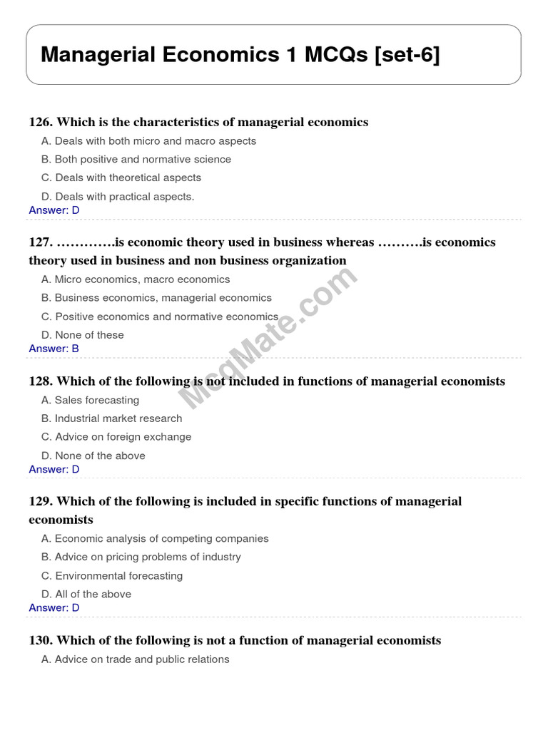 Managerial Economics 1 Set 6 | PDF | Demand | Economics