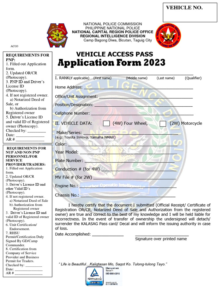 Vehicle Access Pass 2023 1 | PDF | Driver's License | Transport