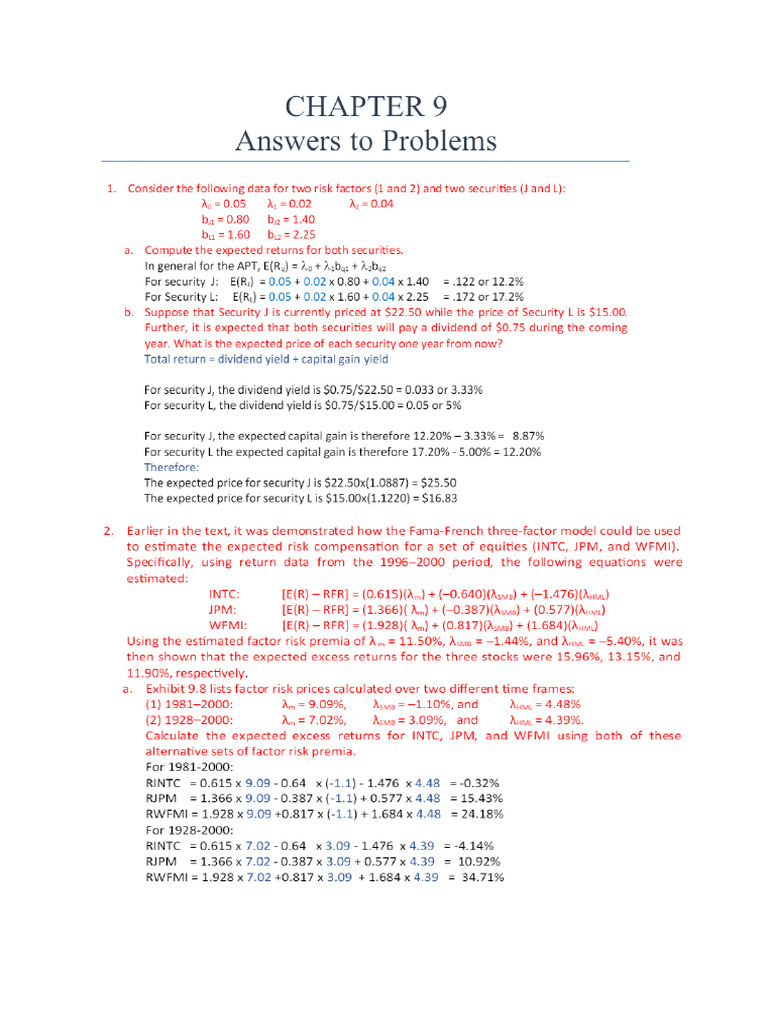 IAPM - Reilly Brown Chapter 9 Solution | PDF