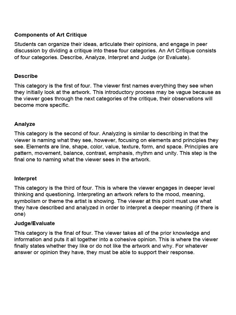 Components of Art Critique | PDF