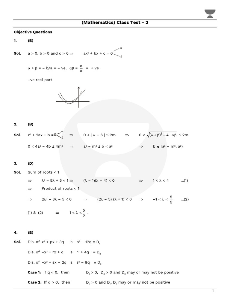 Class Test-2 Solution | PDF | Mathematics | Mathematical Objects