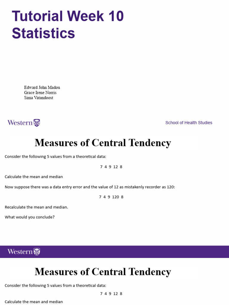 Tutorial Week 10 Statistics Answers | PDF | Outlier | Standard Error