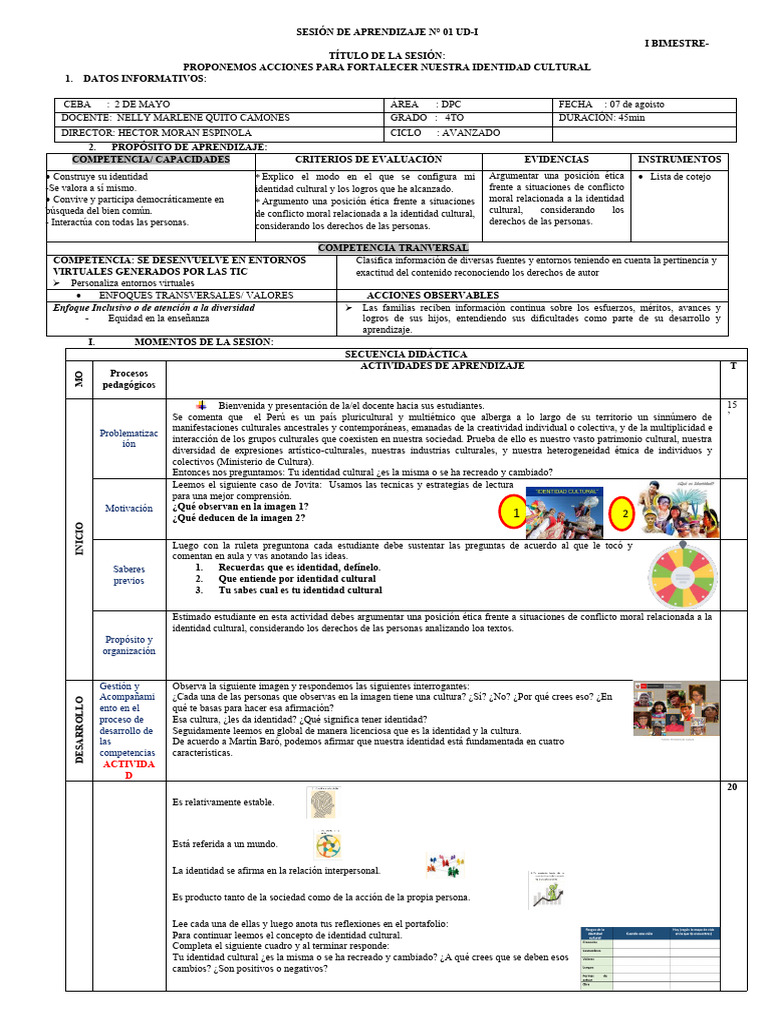 Fortaleciendo Identidad Cultural | PDF | Evaluación | Moralidad