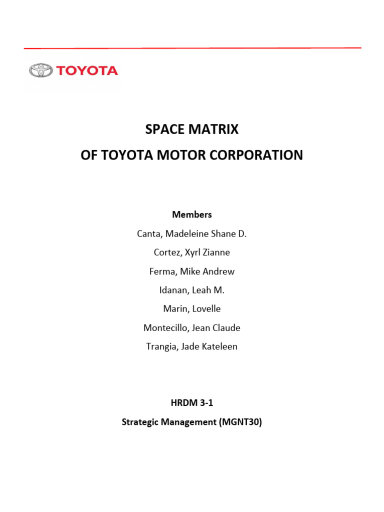 Space Matrix | PDF | Economic Growth | Toyota