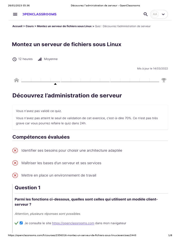 Découvrez L'administration de Serveur - OpenClassrooms | PDF | Client ...