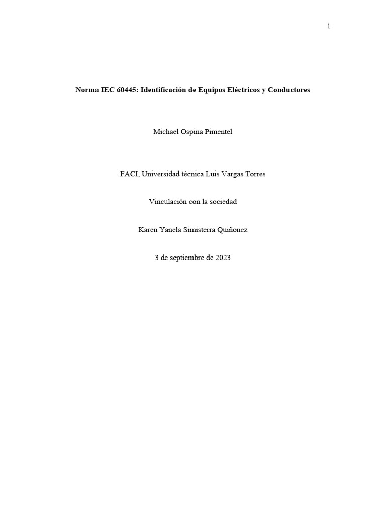 Norma IEC 60445 Identificación de Equipos Eléctricos y Conductores ...