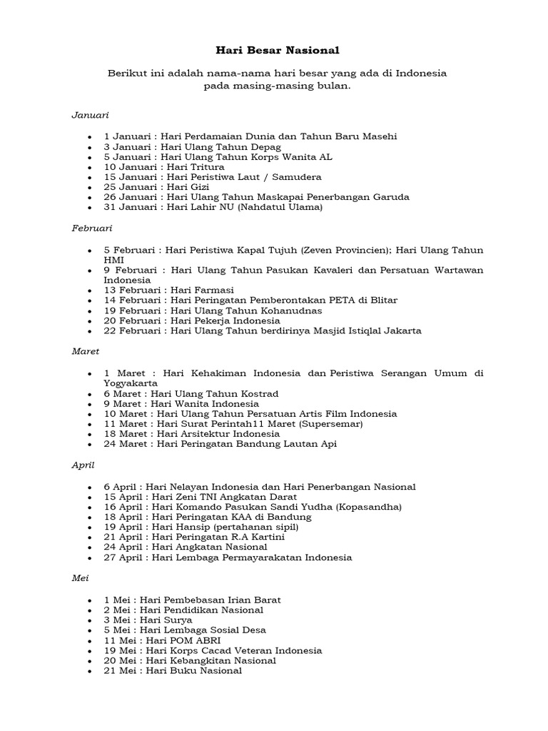 Hari Besar Nasional | PDF