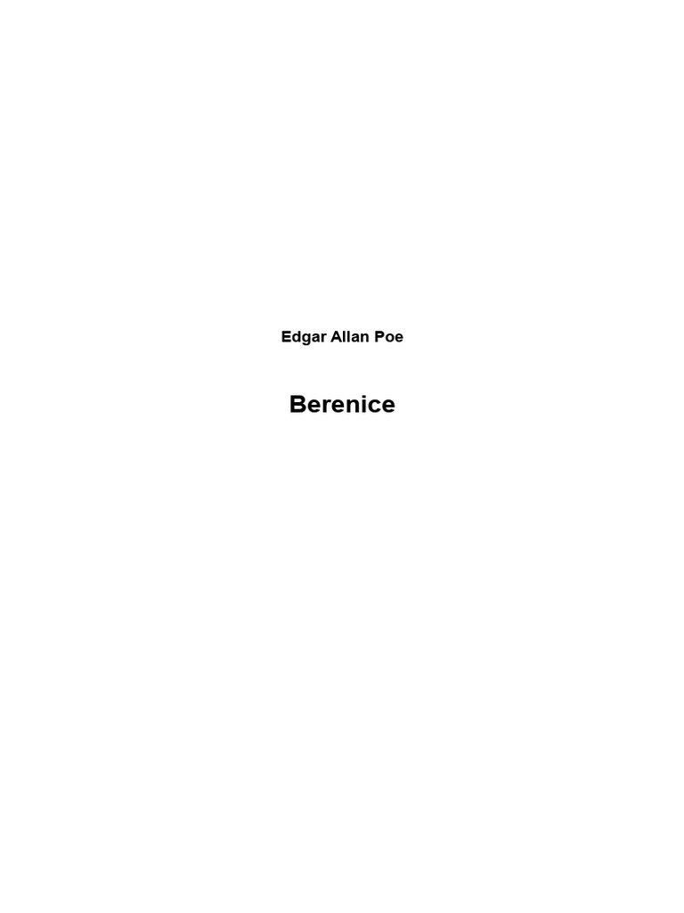 Edgar Allan Poe Berenice | PDF | Edgar Allan Poe | Mente