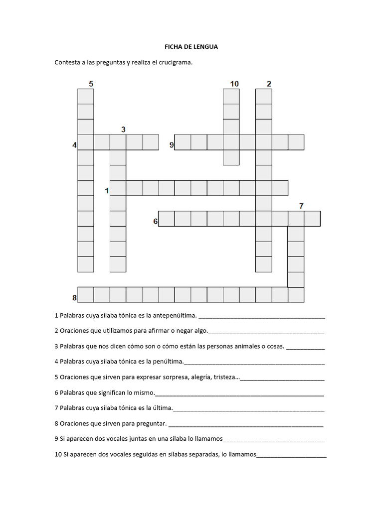 Crucigrama y Sopa de Letras de Lengua | PDF | Adjetivo | Sintaxis