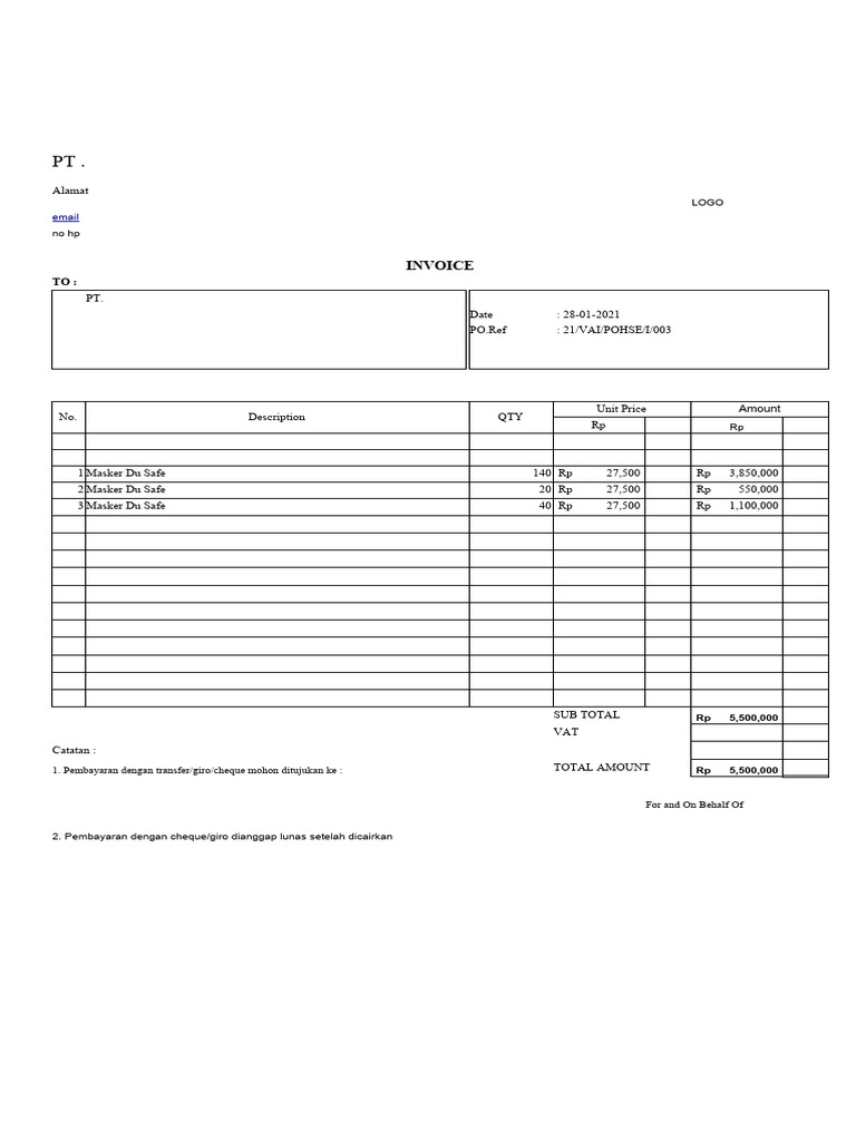 Contoh Invoice Barang | PDF