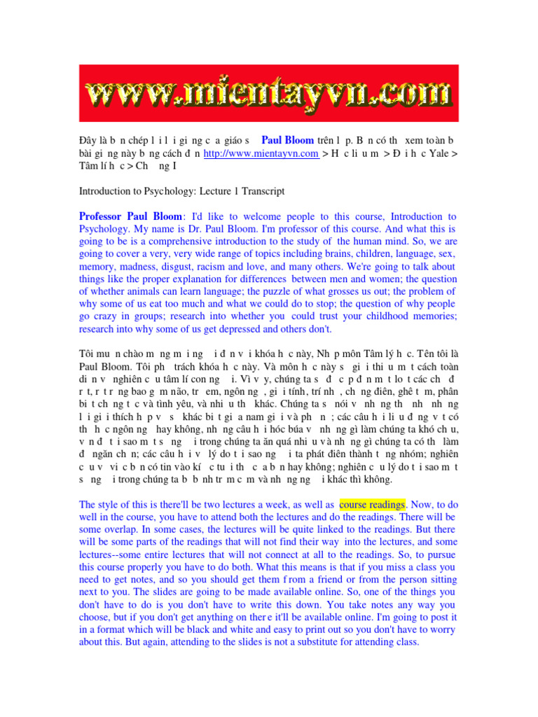 Introduction To Psychology - 1 | PDF